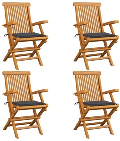 Zahradní židle s antracitovými poduškami 4 ks masivní teak,  3065617