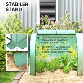 Mini skleník Outsunny - mini tunelový skleník pro pěstování rajčat 4 x 1 x 0,8 m, ocel, vysokohustotní PE 140 g/m², proti UV, 4 dveře s rolovacím zip…