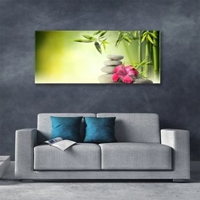 akrylový obraz Bambus Květ Kameny Zen 125x50 cm