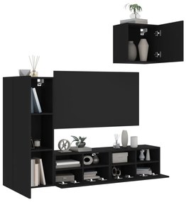 4dílná obývací stěna černá kompozitní dřevo