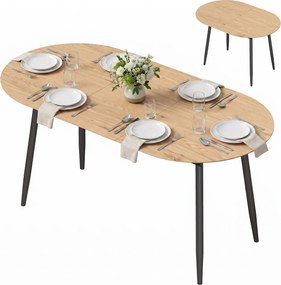 HOMCOM jídelní stůl Roztažný jídelní stůl o rozměrech 120–160 x 80 cm pro 4–6 osob s venkovským stylem kuchyně, jídelny a dubu