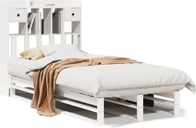 Postel s knihovnou bez matrace bílá 75x190 cm masivní borovice 3323975