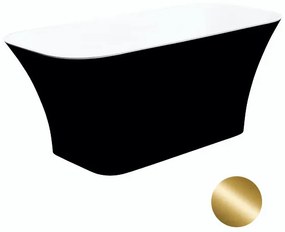 Besco Volně stojící vana z litého mramoru Assos BW Matt 160x70 Barva: Bílá/černá, Rozměry (cm): 160x70, Typ a barva výpustě: Click-Clack s horním čištěním, zlatá