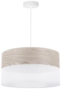 Závěsné svítidlo Wood, 1x světle béžová dubová dýha/bílé plastové stínítko, (fi 40cm)