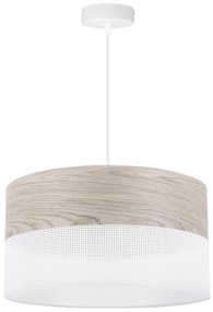 Light Home Závěsné svítidlo Wood, 1x světle béžová dubová dýha/bílé plastové stínítko, (fi 40cm)