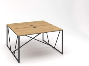 Psací stůl Dvoumístný Lenza PROX 138/67 Dekor stolové desky: dub Hamilton, Barva podnože: černá