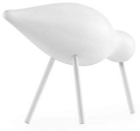 normann COPENHAGEN Dřevěný ptáček Shorebird medium White/white, bílá barva, dřevo