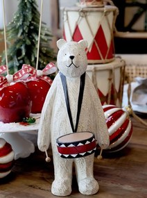 Vánoční dekorace stojící medvěd s bubínkem Bear Drum - 12*12*25 cm