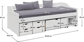 Postel MAXI NEW 90x200 s úložným prostorem masiv bílá Kondela 0000357998