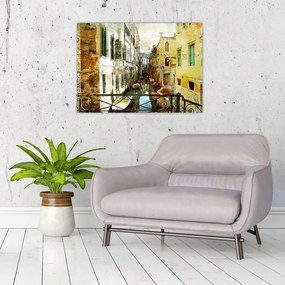 Skleněný obraz - Ulička v Benátkách (70x50 cm)