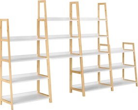 5-policový regál, bílá / přírodní, KOEN TYP 3