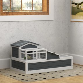 Školní domeček pro ropuchy, 2 podlaží, pro vnitřní i venkovní použití, balkon, jedlové dřevo, šedá barva