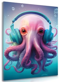 Obraz chobotnice se sluchátky - 40x60