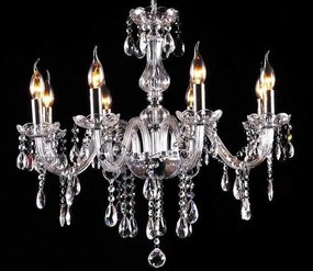 Toolight - Křišťálový závěsný lustr 8xE14 60W, stříbrná, OSW-04600