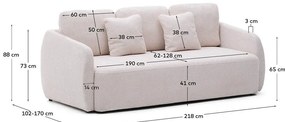 Krémová žinylková rozkládací pohovka 225 cm Laira – Kave Home