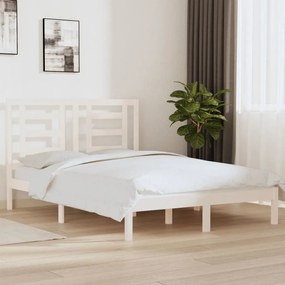 vidaXL Rám postele masivní borovice 135 x 190 cm Double [3104323] Barva: Bílá
