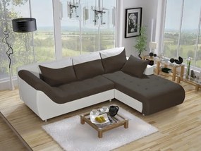 SOB FURNITURE Rohová sedací souprava TONIA - bílá / tmavě hnědá