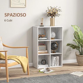 HOMCOM Knihovna Cube s 6 policemi, Organizér pro úložný prostor v rustikálním designu, Moderní dřevěná knihovna pro dětský pokoj, pracovnu, kancelář,…