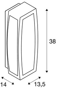 SLV 230655 Meridian box, nástěnné venkovní svítidlo, 1xE27 max. 25W, antracitová, 38cm, IP54