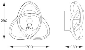 Zuma Line MB9717-1-3BGN - LED Nástěnné svítidlo INDIGO LED/14W/230V černá/zlatá