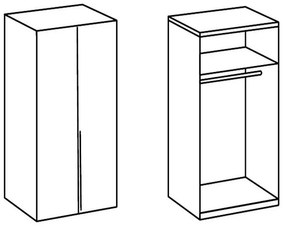 Šatní skříň New York D, 90 cm, bílá/bílý lesk