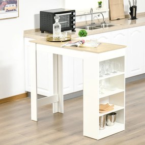 HOMCOM barový stůl pro 2 osoby, vysoký bistro stůl se 4 otevřenými policemi pro malé prostory — kuchyně a obývací pokoj, 115 x 50 x 102,7 cm, moderní…