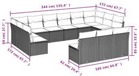 13dílná zahradní sedací souprava s poduškami béžová polyratan