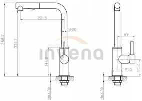 Invena Proto, stojánková dřezová baterie s výsuvnou výlevkou, černá matná, BZ-48-W04-L