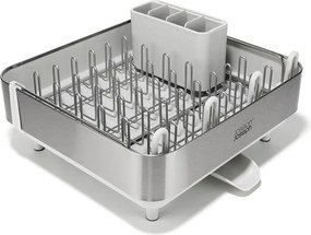 Nastavitelný plastový odkapávač ve stříbrné barvě 35,5x38 cm Extend Steel Plus – Joseph Joseph