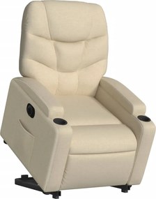 Elektrické zvedací polohovací křeslo krémové textil 3204629