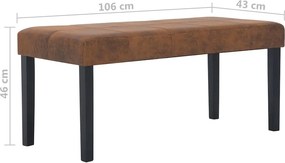 Lavice 106 cm hnědá umělá semišová kůže 281311