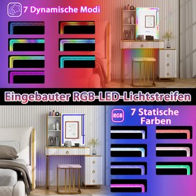 Costway Toaletní stolek se 7 dynamickými a 7 statickými stmívatelnými LED