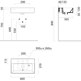 Sapho, KUBE X keramické umyvadlo 60x37 cm, bílá ExtraGlaze