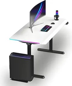 Ultradesk Quest černá-bílá / Herní stůl / 140 x 70 cm / nastavitelná v