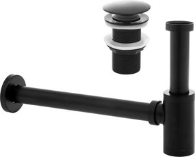 Erga Erga, umyvadlový lahvový sifon + odtoková zátka ClickClack bez přepadu, černá matná, ERG-YKA-BK.SYPOP-14-BLK