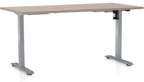 Výškově nastavitelný stůl OfficeTech A, 160 x 80 cm, šedá podnož, dub