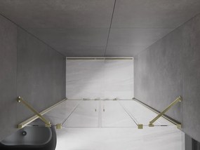 Mexen Velar Duo, posuvné dveře do otvoru 140x200 cm, 8mm čiré sklo, zlatá lesklá, 871-140-000-02-50
