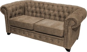 XXXLutz POHOVKA CHESTERFIELD, dřevo, textil, kompozitní dřevo, světle hnědá MID.YOU - Pohovky - 000694009816