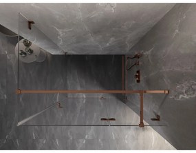 Mexen Lunar T, pravý výklopný sprchový kout 140 x 110 cm, 8mm čiré sklo, profil růžové zlato, 834T-140-110-60-00-P