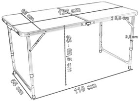 Campingový rozkládací stůl TRIP II 120x60 cm černý