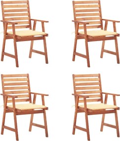 vidaXL Zahradní jídelní židle s poduškami 4 ks masivní akáciové dřevo [3078331] Barva: krémová