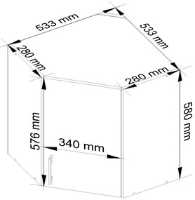 Kuchyňská rohová závěsná skříňka 60 cm Artus