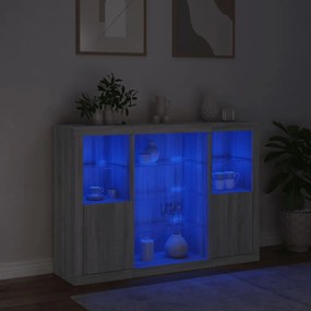 Příborníky s LED osvětlením 3 ks šedé sonoma kompozitní dřevo 3209133