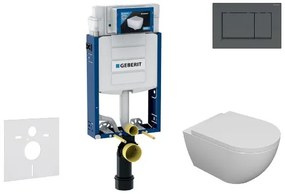 Geberit Kombifix - Set předstěnové instalace, klozetu Oudee a sedátka softclose, tlačítko Sigma30, matná černá/černá SANI15CA5100