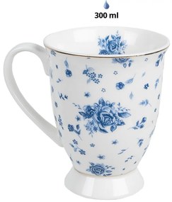 Hrnek s modrými růžičkami Blue Rose Blooming - 12*8*10 cm / 300 ml