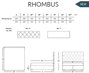 Materasso Kontinentální čalouněná postel RHOMBUS boxspring ROZMĚR: 2x (80x200) cm - boxspring