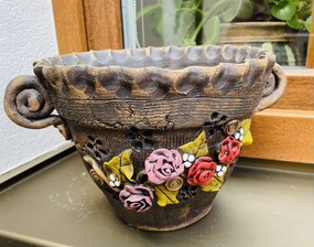 Keramika Javorník Květináč s uchy - růže