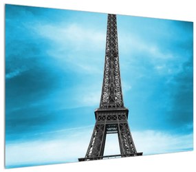 Obraz Eiffelovy věže a modrého auta (100x70 cm)