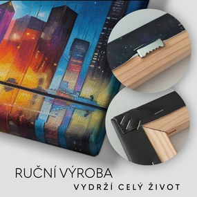 Obraz na plátně - Panorama Florange s mrakodrapy FeelHappy.cz Velikost obrazu: 90 x 30 cm