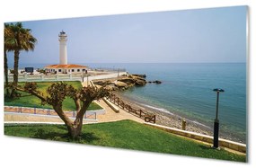 akrylový obraz Španělsko pobřeží maják 125x50 cm